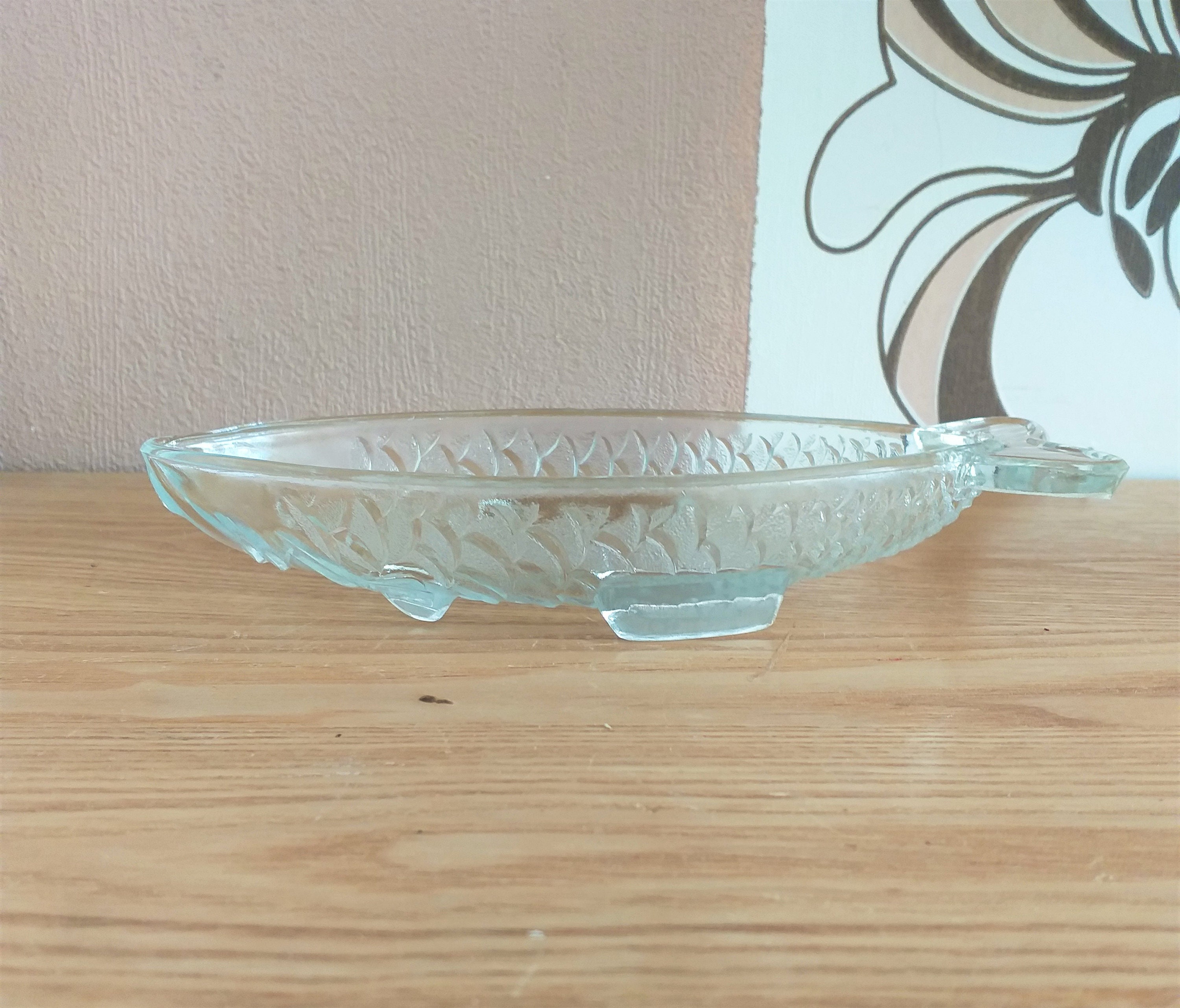 Vintage Pair of Glass Fish Dishes Pressed Glass Serving Dish | Etsy