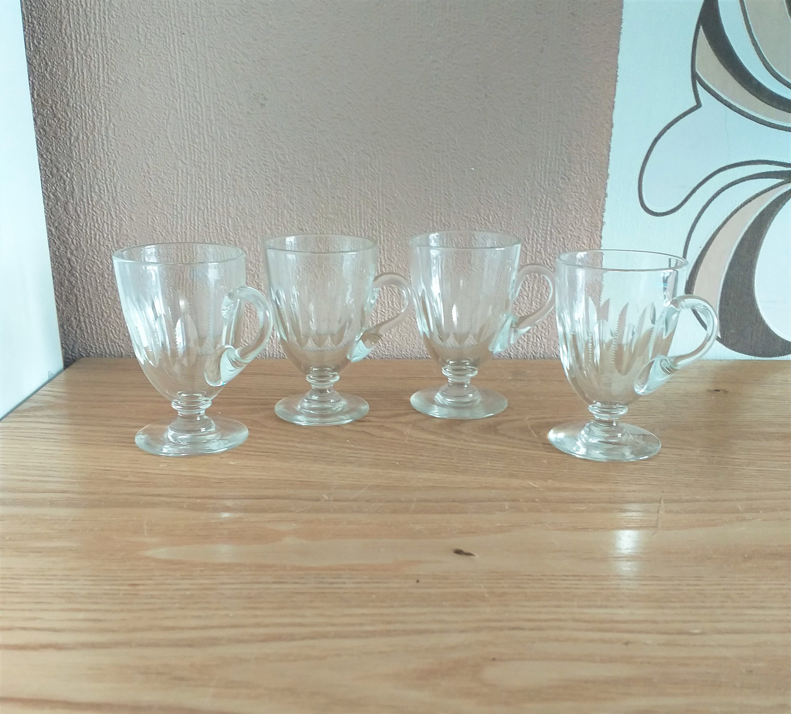 Vintage Clear Hand Cut Glass PUNCH Glasses SET 4 - Etsy UK