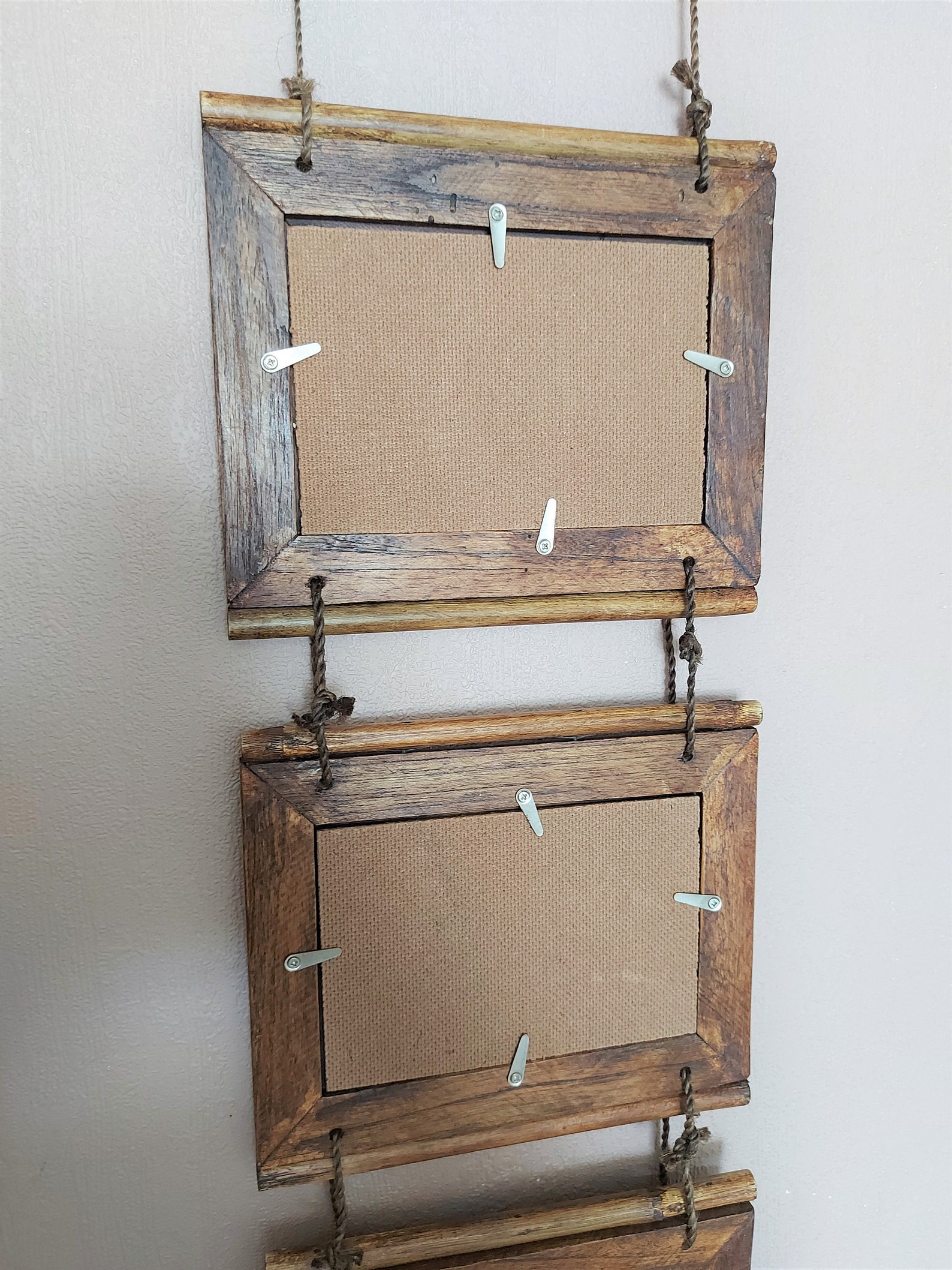 Vintage Wooden Hanging Triple Photo Frames, Hand Carved Wooden Photo ...