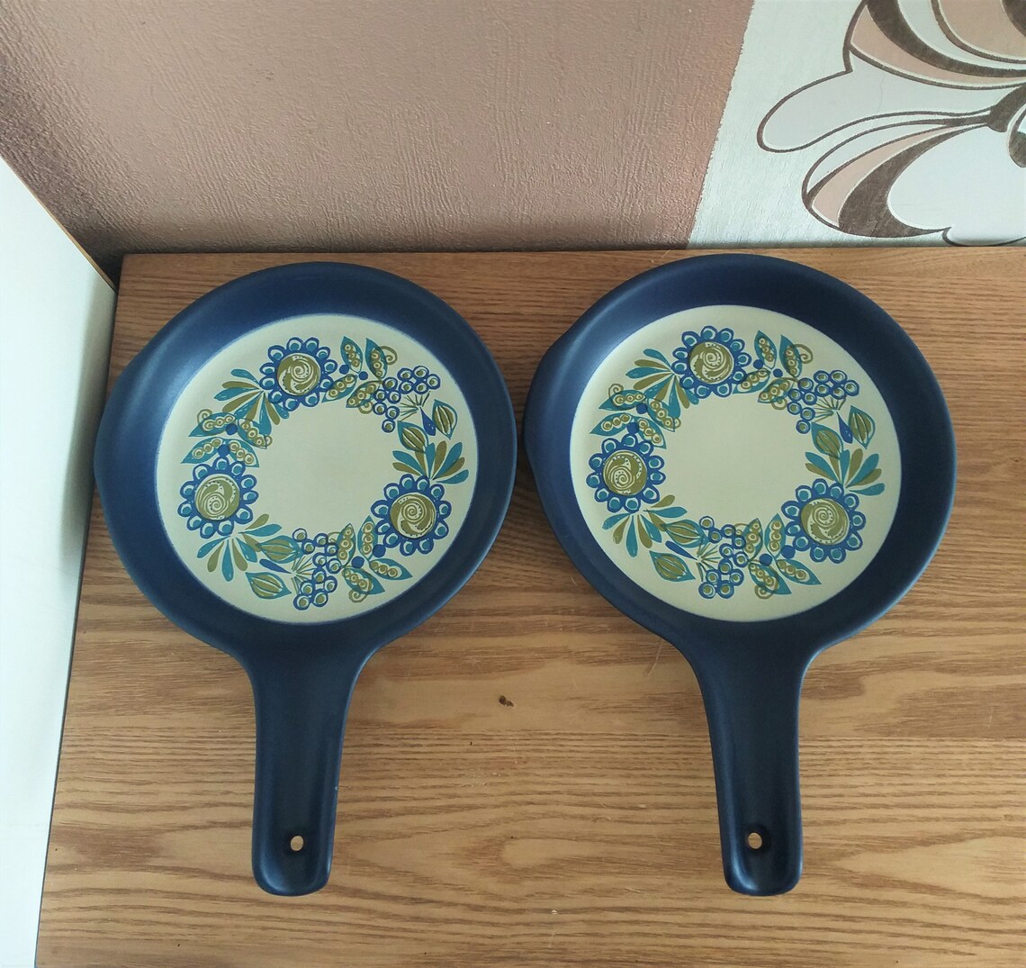 Vintage FIGGJO FLAMEWARE Ceramic Vulcanus Skillet Pan SET 2 - Etsy