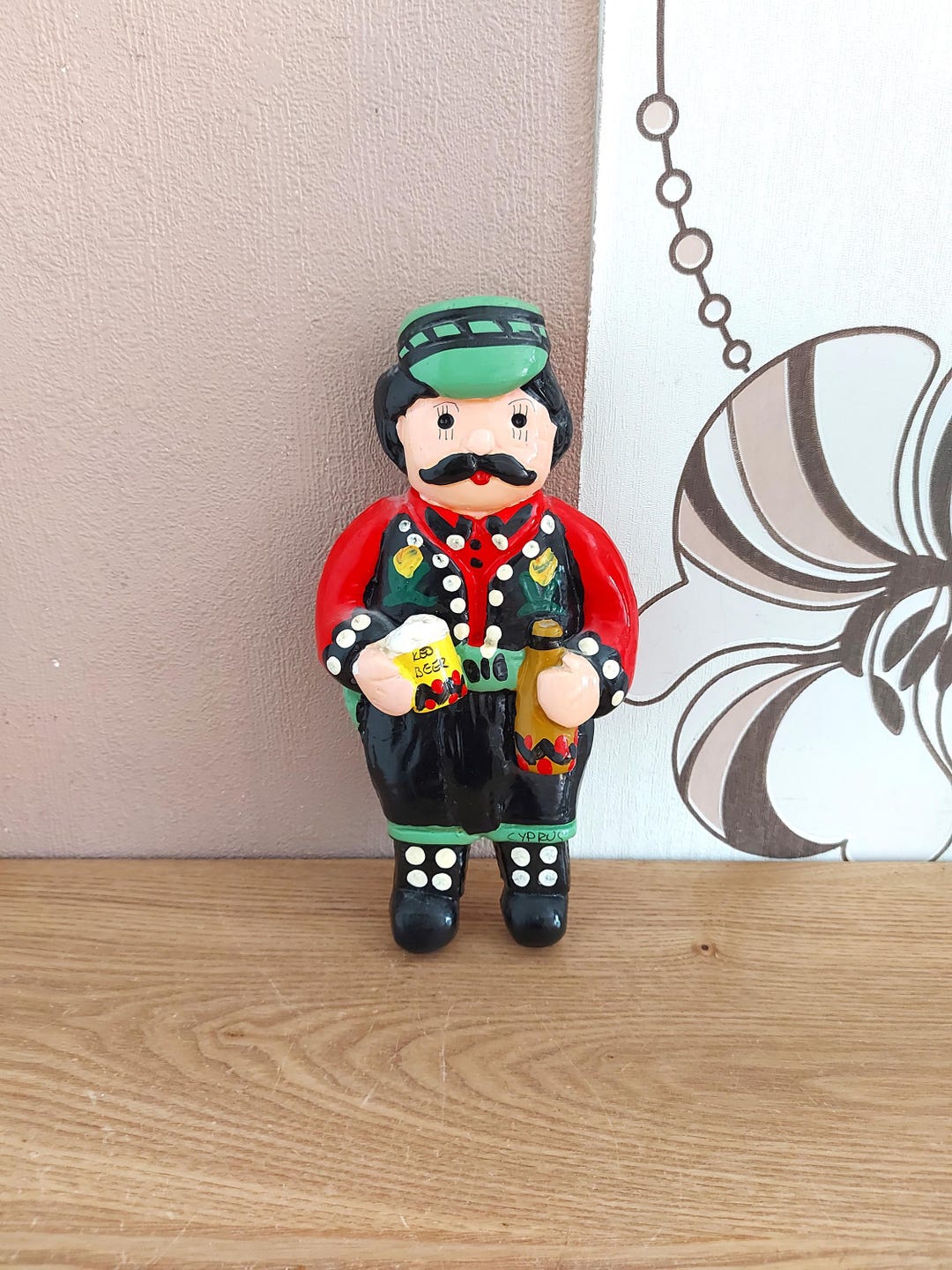 Vintage Gypsum Cyprus Folk Art BEER MAN , Original Hand Made Village ...