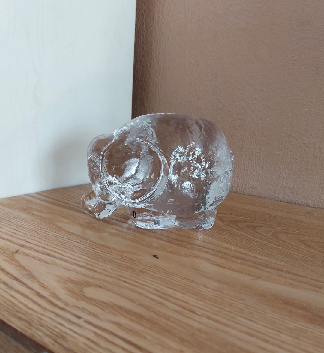 Vintage PUKEBERG Art Glass Elephant Figurine, Design by Stig A ...