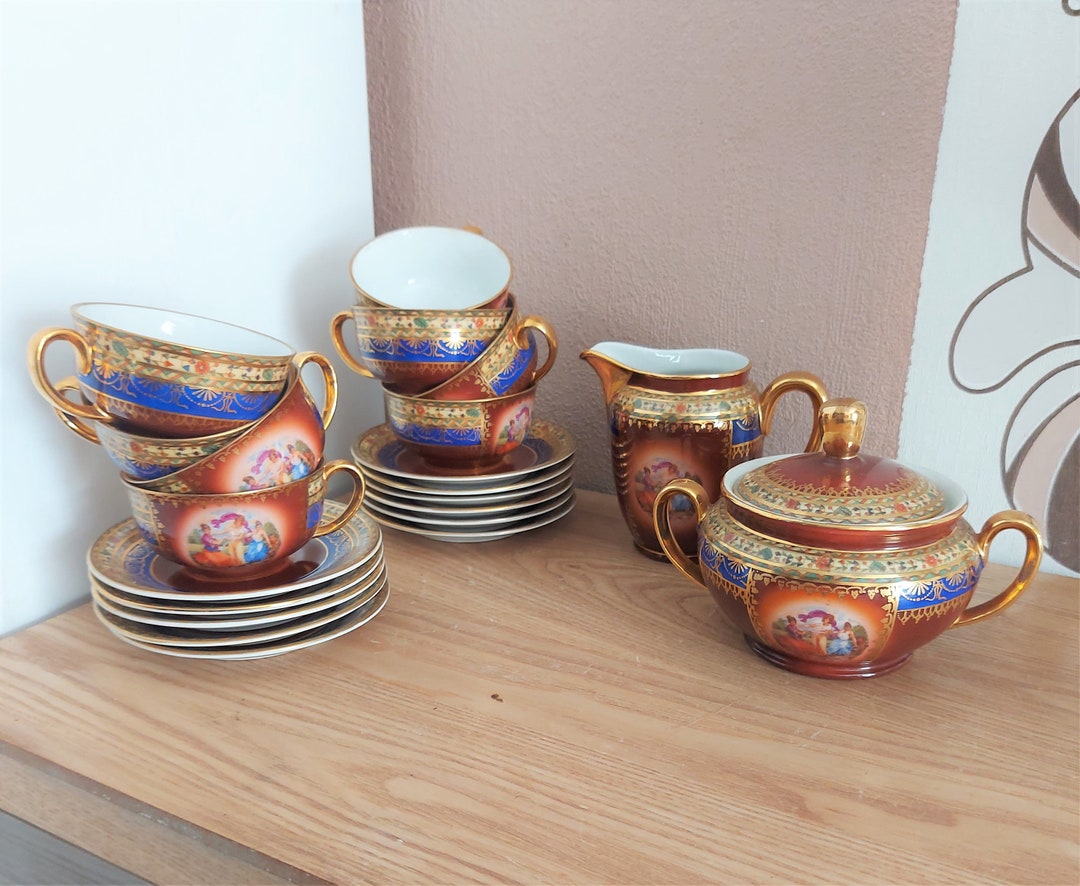 Vintage MZ Czechoslovakia Porcelain Coffee SET 21, Czechoslovakia ...