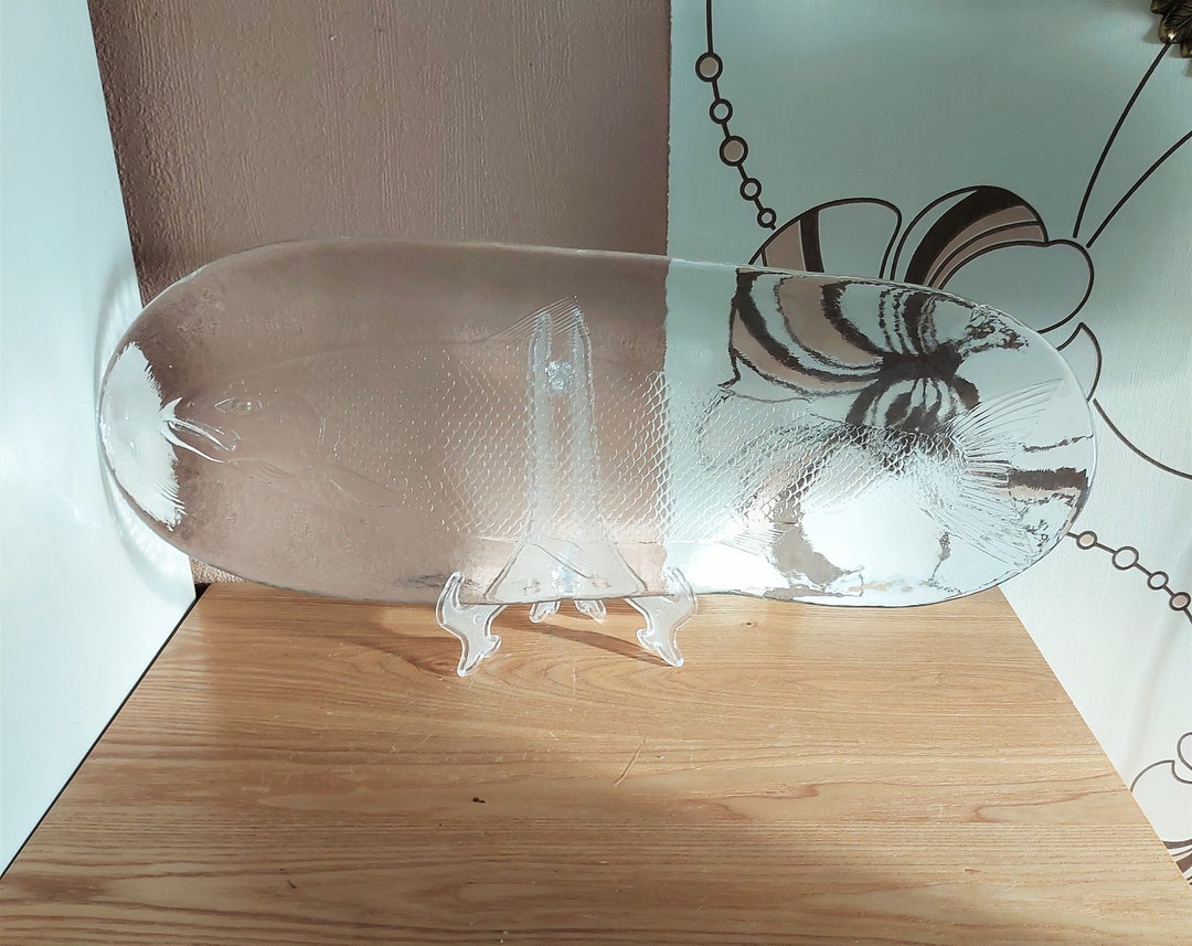 Vintage Clear Glass Large Serving FISH DISH, Glass Fish Platter - Etsy