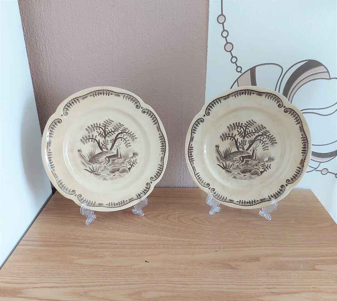 Vintage GEFLE Porcelain Dessert Plate ” Tibet ” Series SET 2, Sweden ...