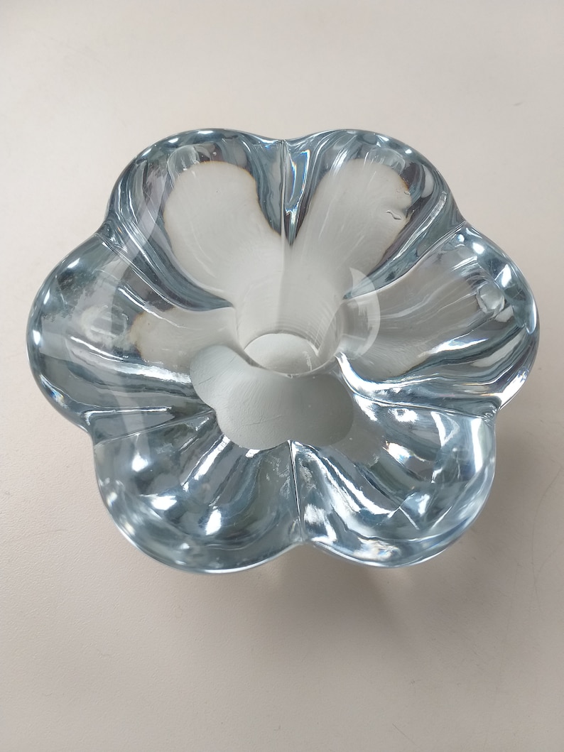 Vintage Large ORREFORS STELLA Flower Blue Glass Candle Holder | Etsy