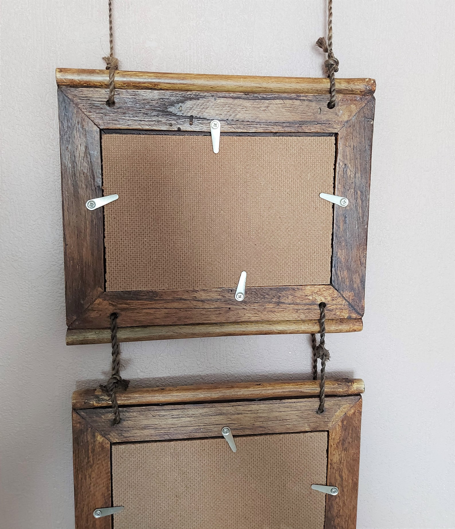 Vintage Wooden Hanging Triple Photo Frames, Hand Carved Wooden Photo ...
