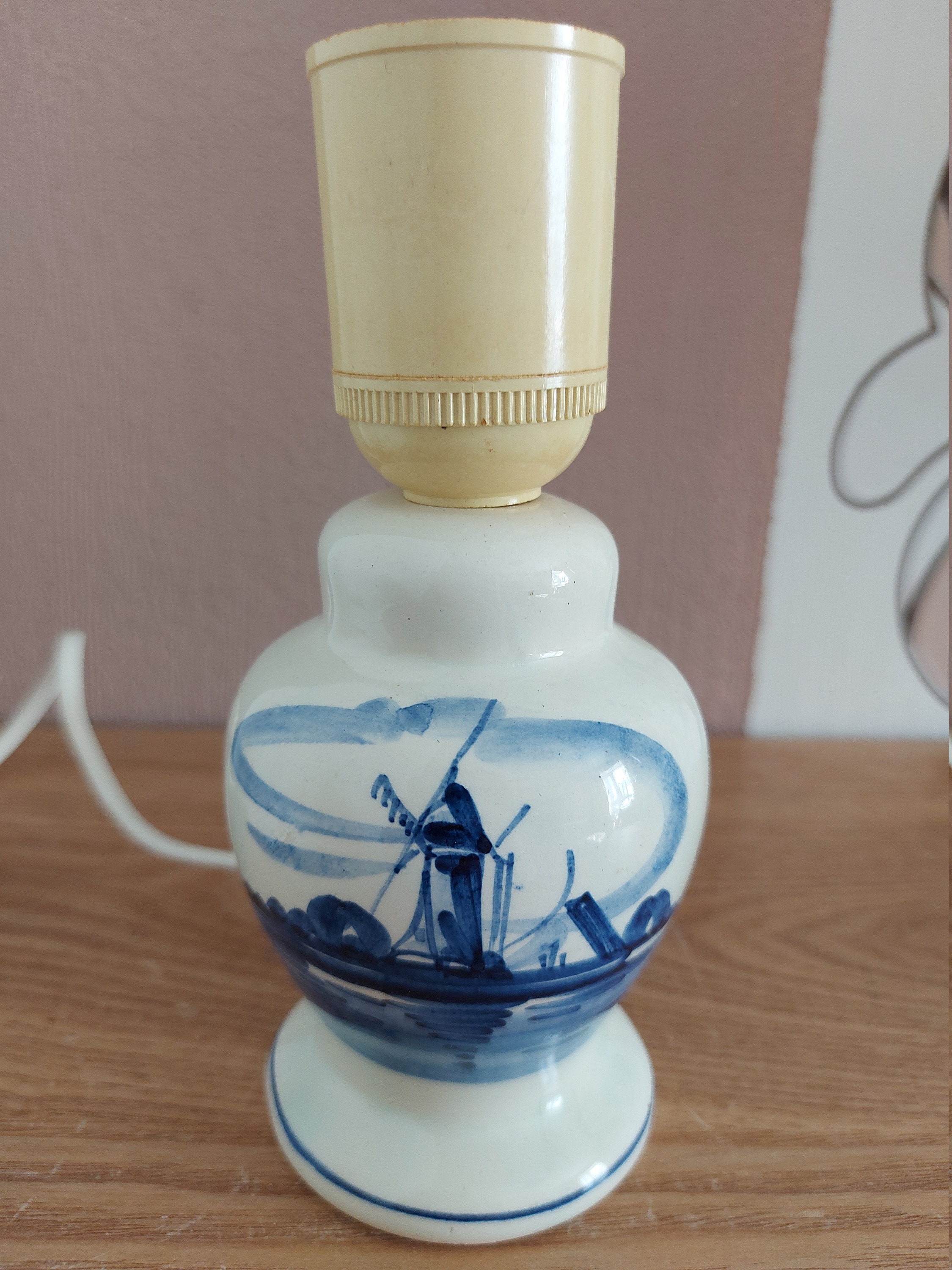 Vintage DELFT Small Table Lamp With Windmill Pattern, Holland, 1950s - Etsy