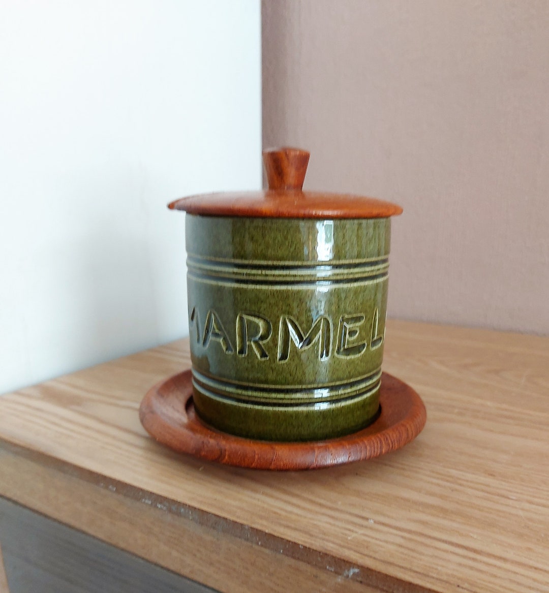 Vintage TÖREBODA Ceramic MARMALADE POT, Scandinavian Green Ceramic ...