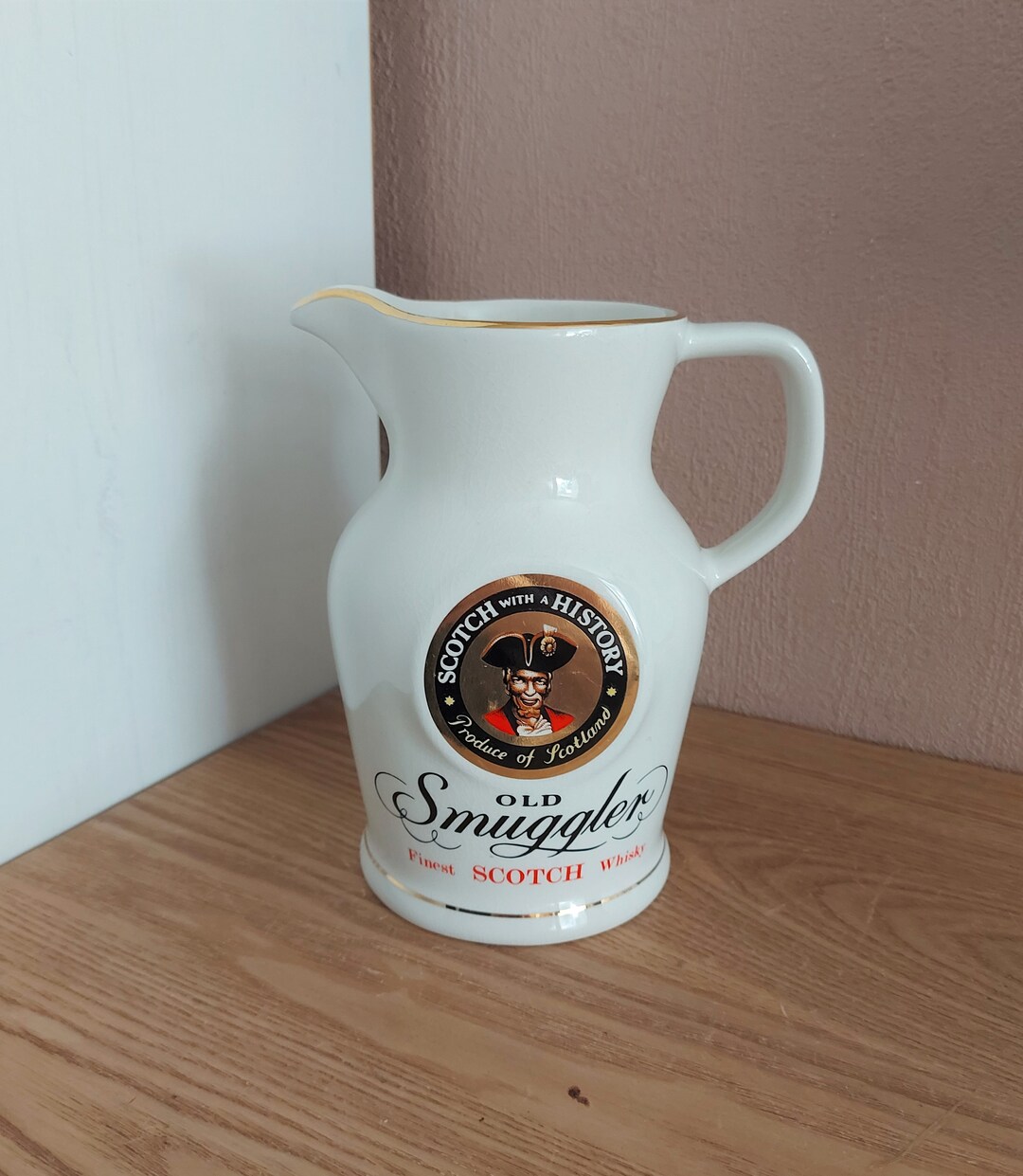 Vintage ROYAL NORFOLK Porcelain Old Smuggler Scotch Whiskey Water Jug ...