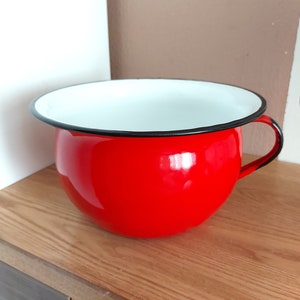 Vintage Red Enamel Chamber Pot With Lid, Poland, 1980s - Etsy