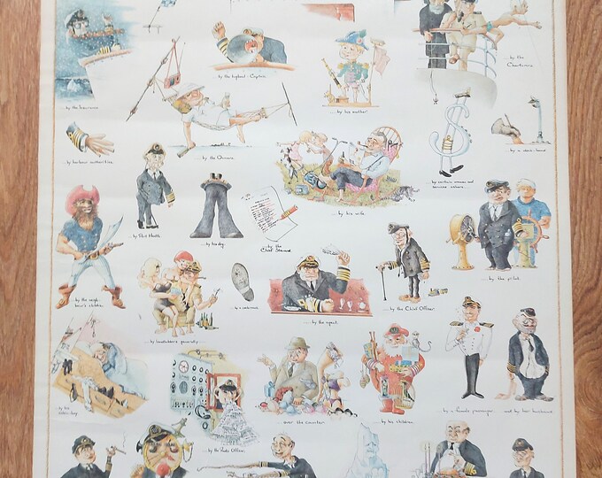Vintage This is Our CAPTAIN Poster Board COMICAL Nautical MARINE, 1950s ...
