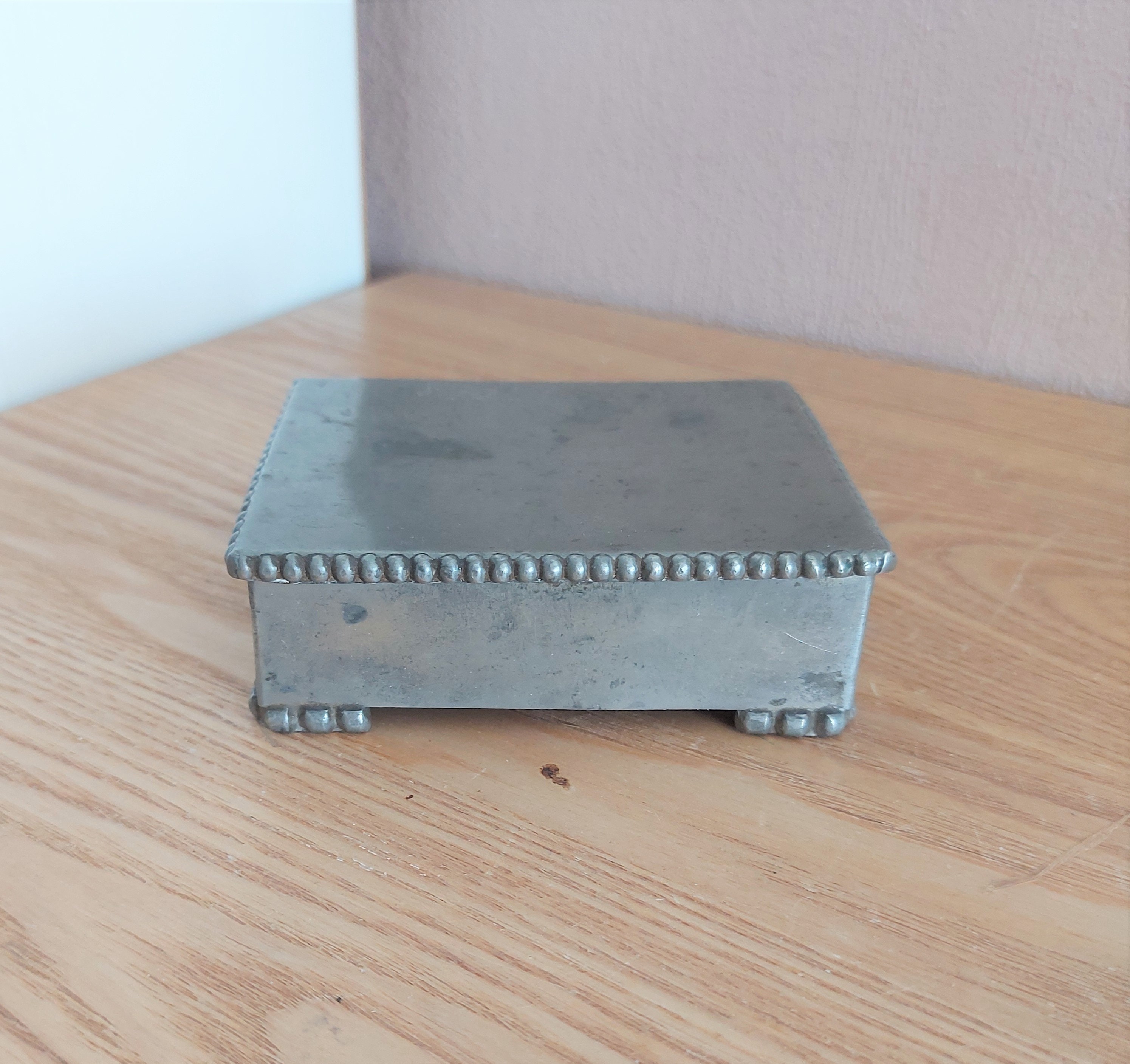 Vintage Pewter Trinket Box Jewelry Box Wooden Box Tin - Etsy