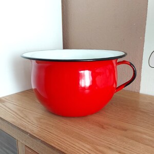 Vintage Red Enamel Chamber Pot With Lid, Poland, 1980s - Etsy