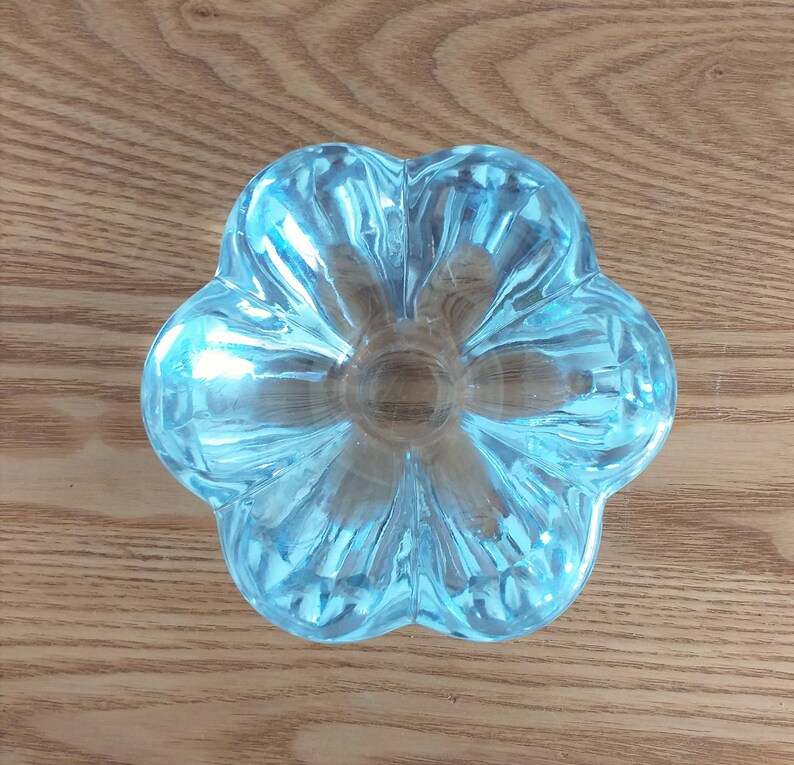 Vintage Large ORREFORS STELLA Flower Blue Glass Candle Holder - Etsy