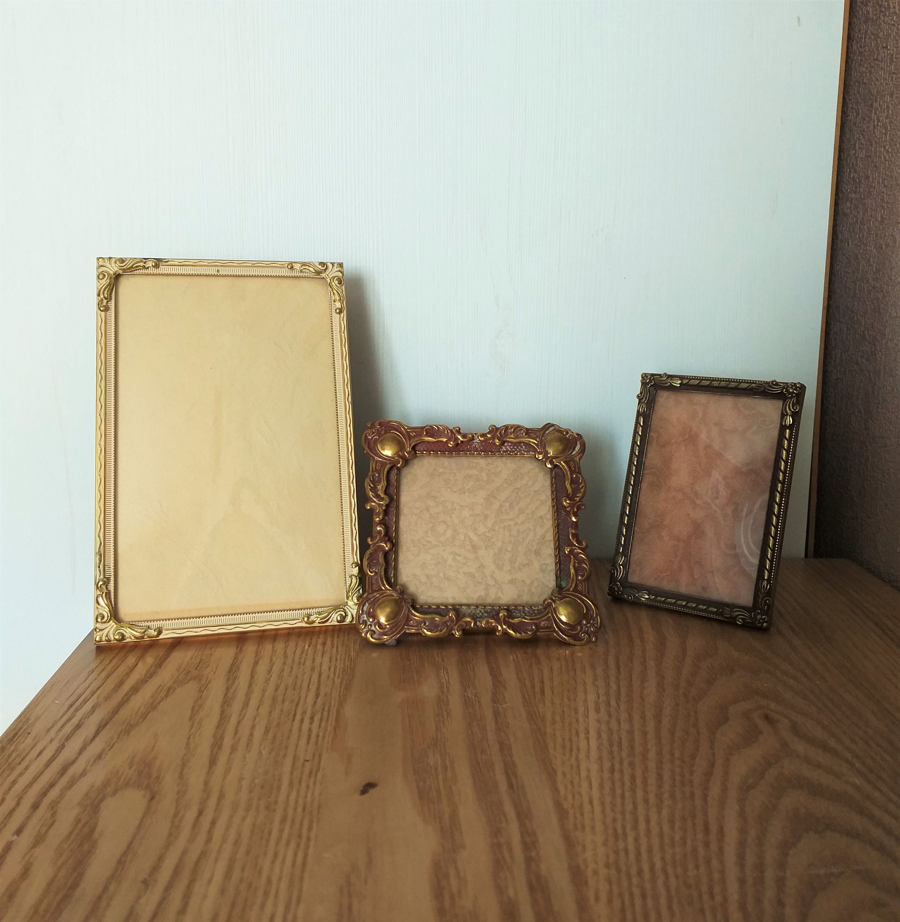 Vintage Scandinavian Small Photo Frames With Glass SET 3 | Etsy