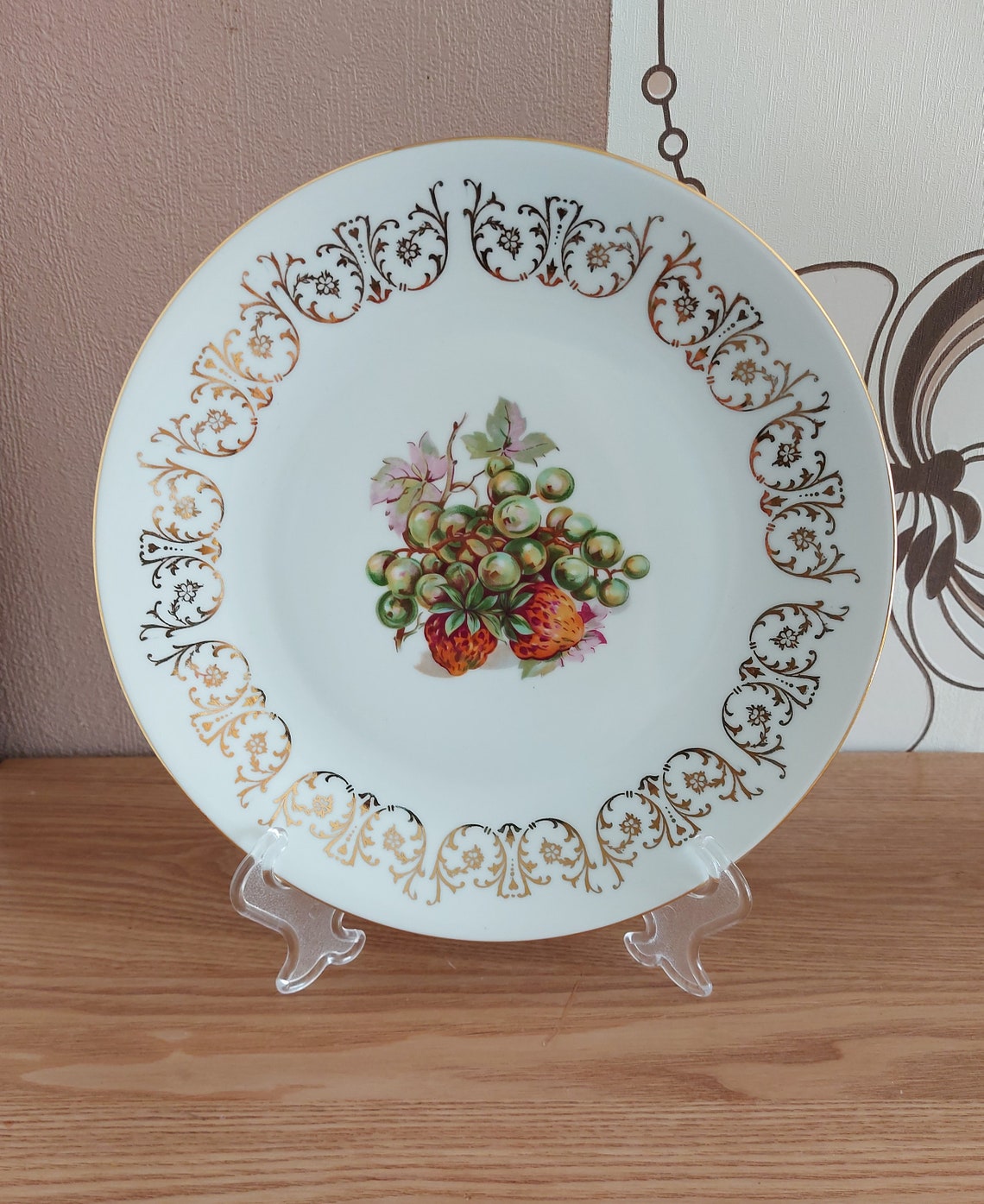 Vintage Czechoslovakia Porcelain Dinner Plate, Czech Fruit Design ...