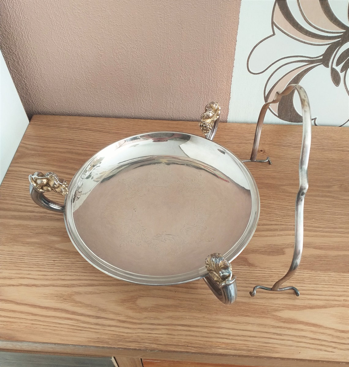 Vintage Silver Plate Serving Dish with Removable Handle | Etsy