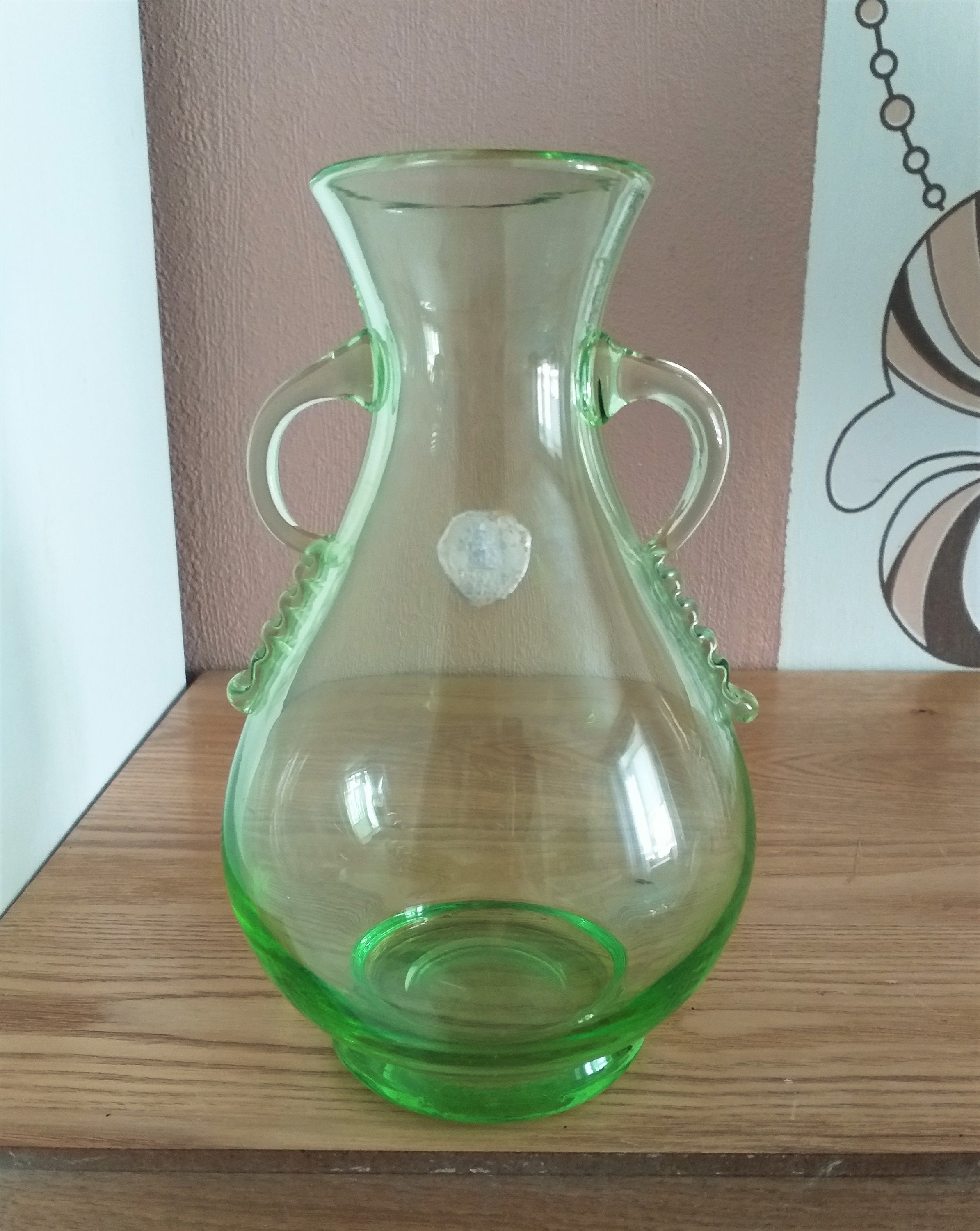 Vintage TRELLEBORG Green Glass Vase Sweden 1930s | Etsy