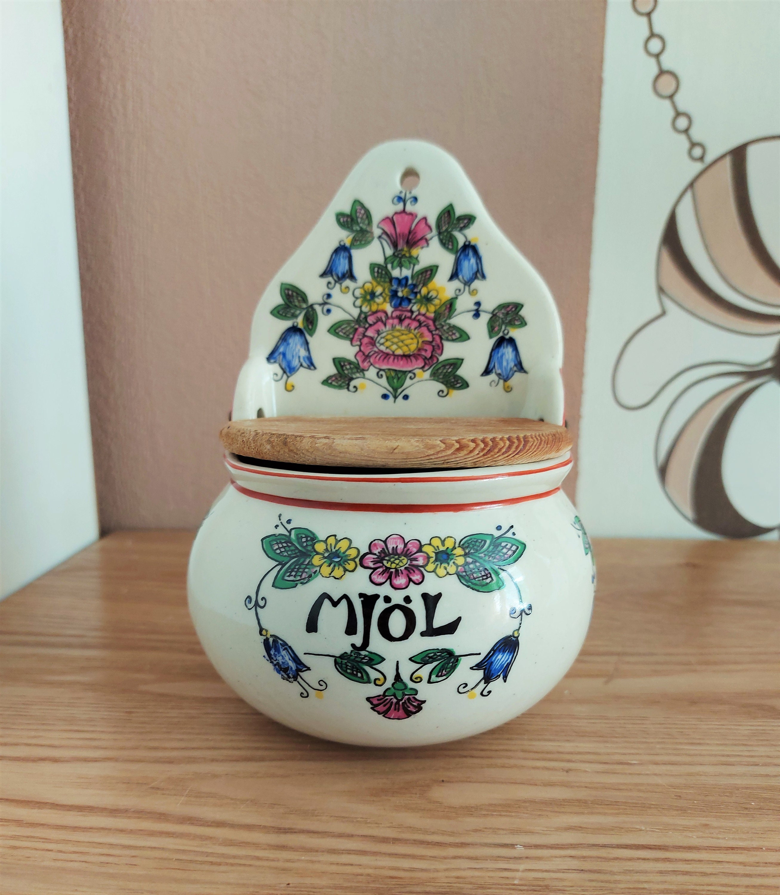 Vintage AKSINI Danish Pottery Flour Box design by Aksel | Etsy