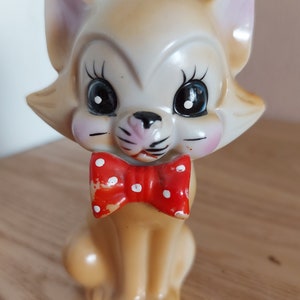 Vintage IMPORT Porcelain Cat Figurine, Beige Cat Statuette - Etsy