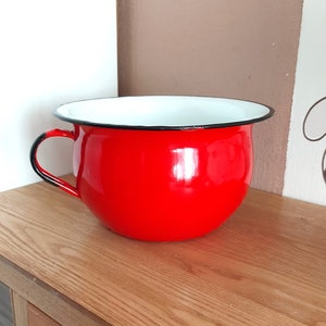 Vintage Red Enamel Chamber Pot With Lid, Poland, 1980s - Etsy