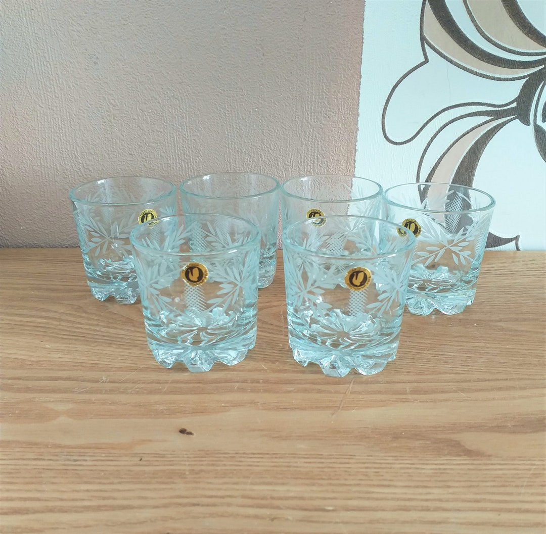 Vintage CRYSTAL GOOSE Glass Factory Crystal Glasses Set 6, USSR, 1970s ...