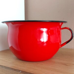 Vintage Red Enamel Chamber Pot With Lid, Poland, 1980s - Etsy
