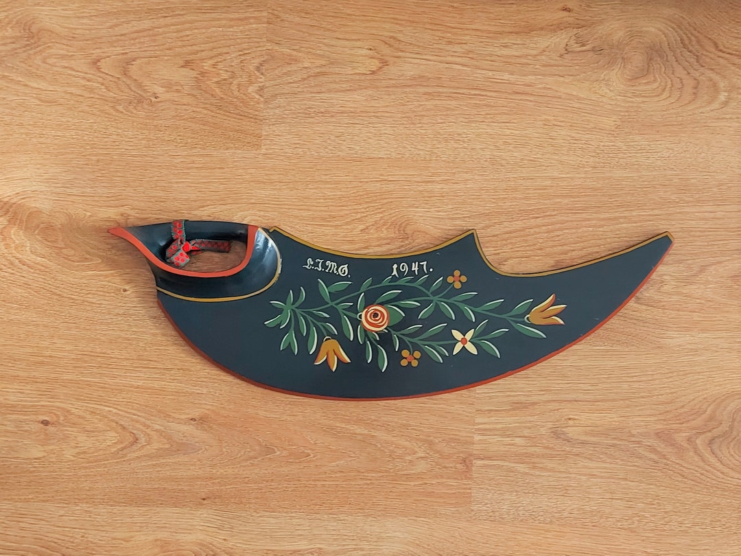 Vintage Swedish Wooden Flax Tool, Wooden Flax Scutching Knife, Sweden ...