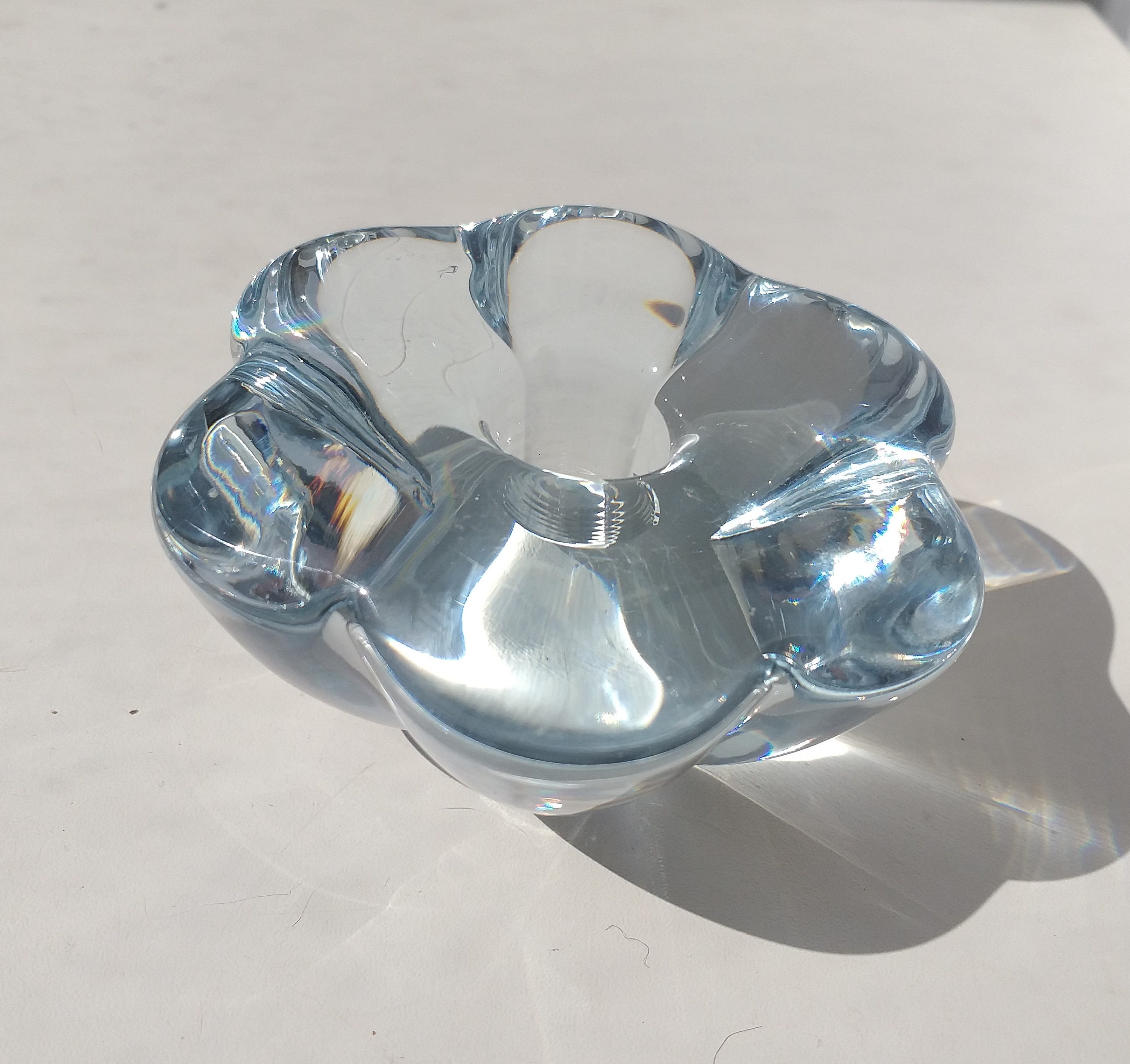 Vintage Large ORREFORS STELLA Flower Blue Glass Candle Holder | Etsy