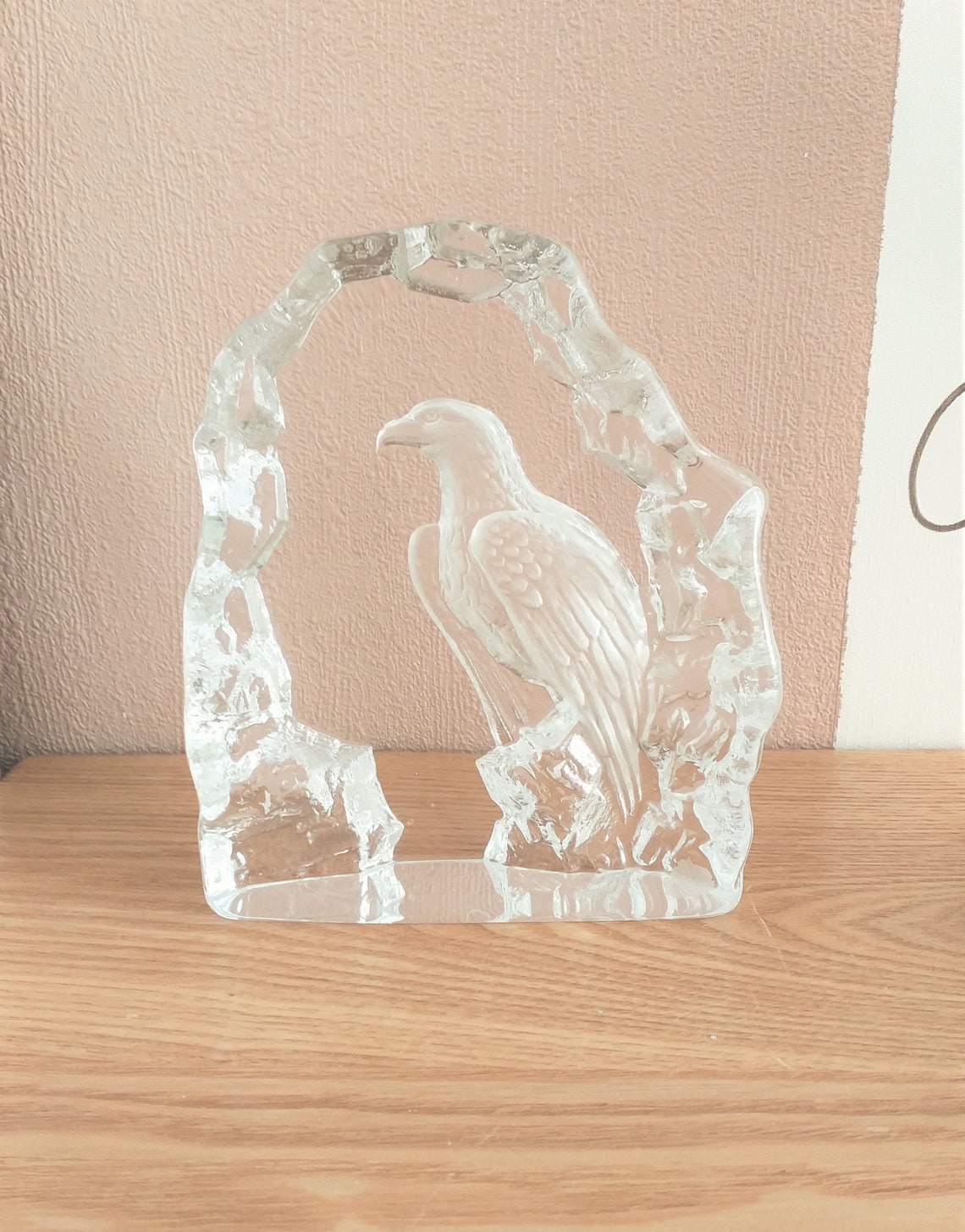 Vintage NYBRO Art Glass Crystal EAGLE Figurine Design by Mats - Etsy