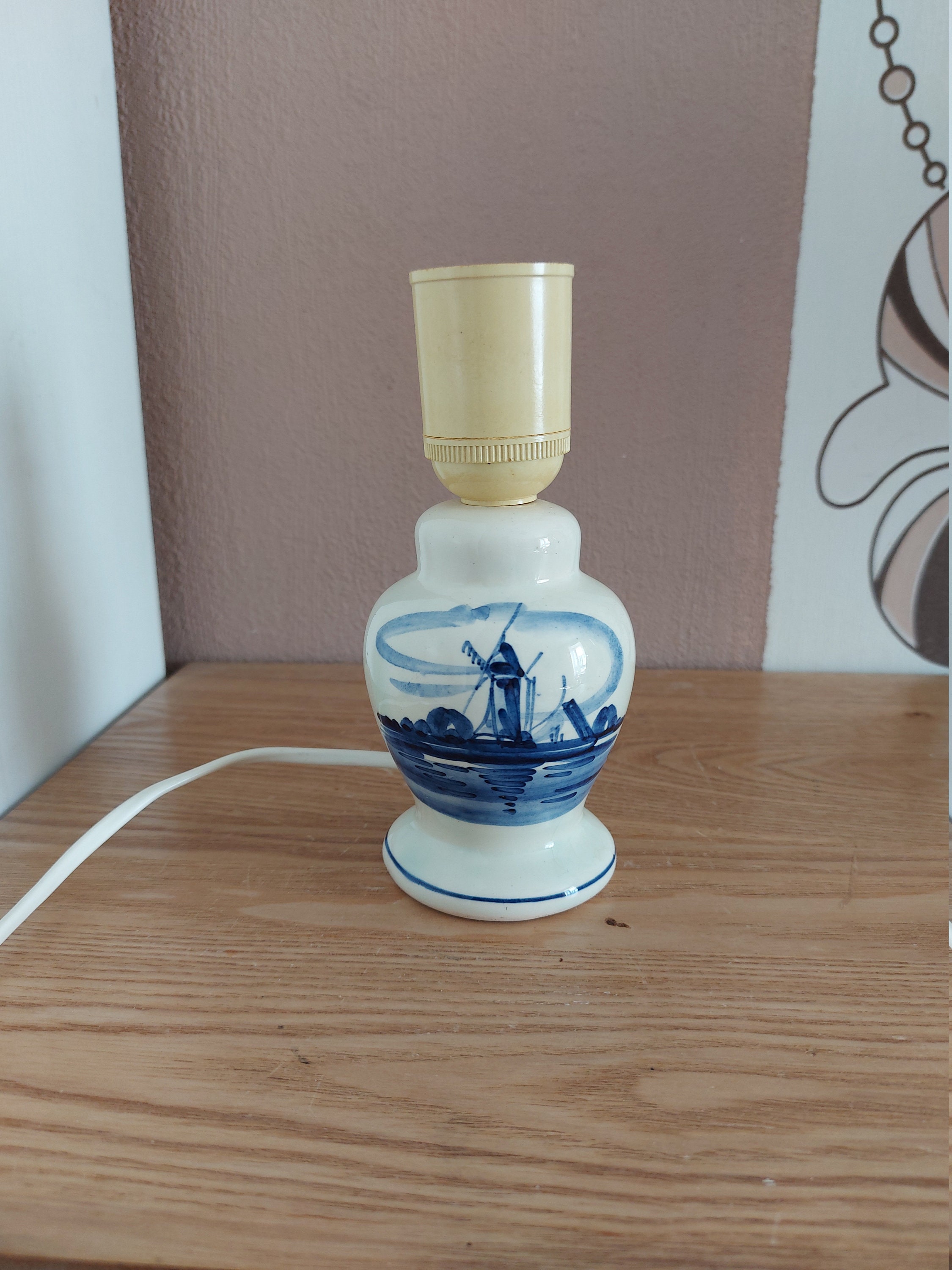 Vintage DELFT Small Table Lamp With Windmill Pattern, Holland, 1950s - Etsy
