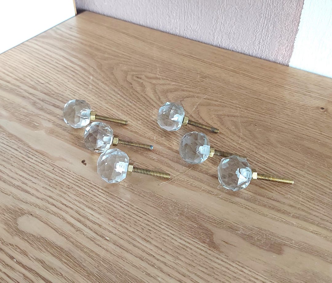 Vintage Small Clear Glass Knobs SET 6 , Glass Knobs, Cabinet Knobs - Etsy