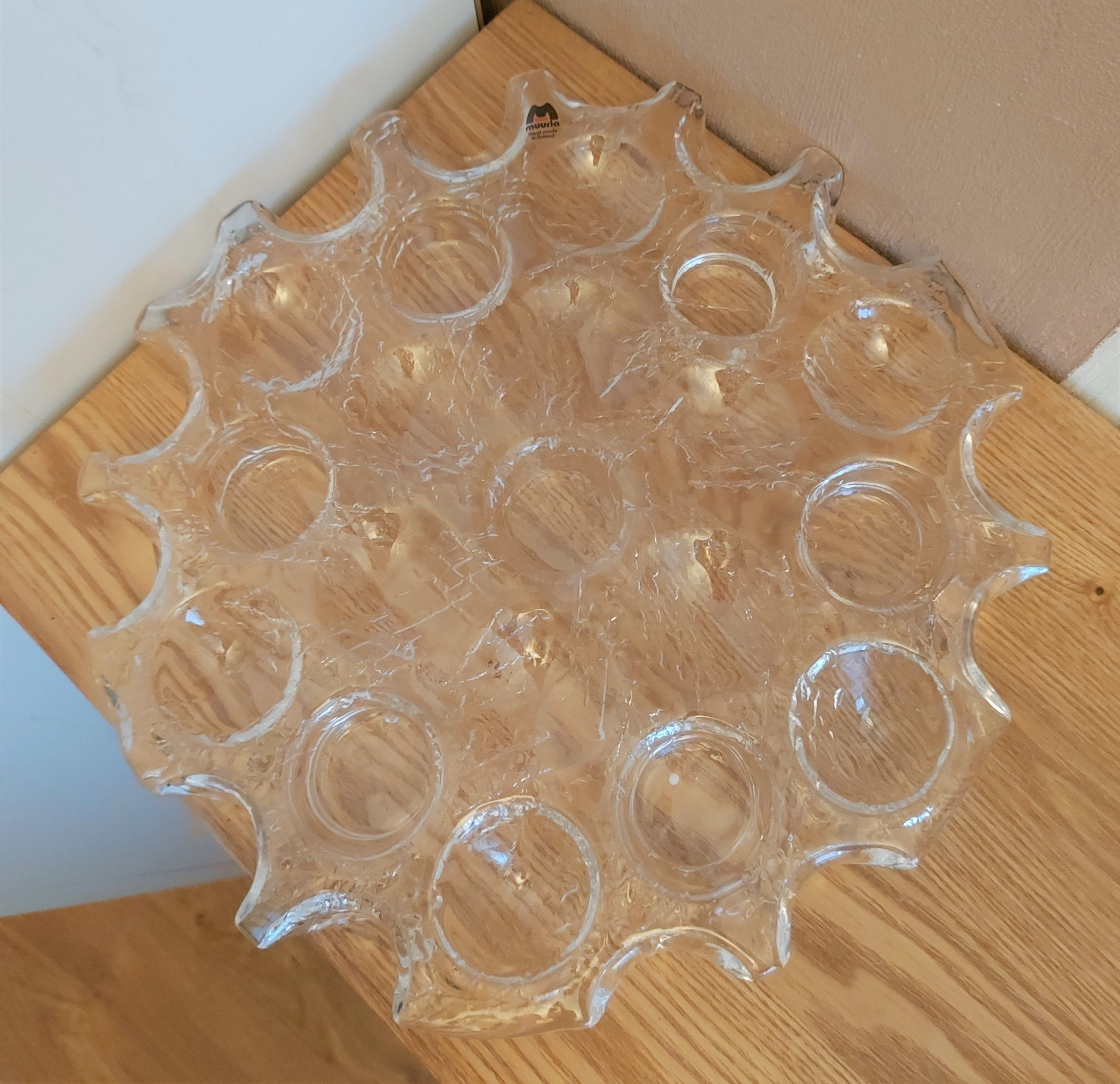 Vintage Large MUURLA Glass Candle Holder,chistmas Lights, Finland ...
