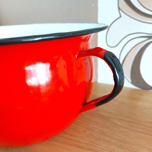 Vintage Red Enamel Chamber Pot With Lid, Poland, 1980s - Etsy