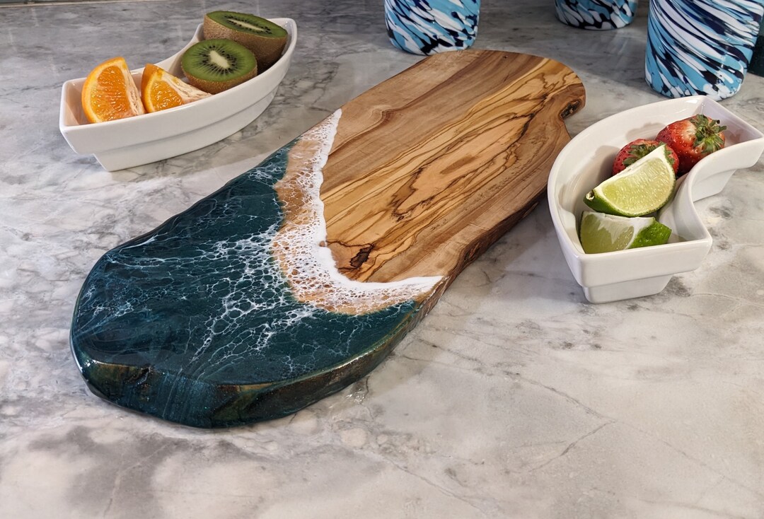 Olive Wood Deep Green Ocean Wave Board - Etsy