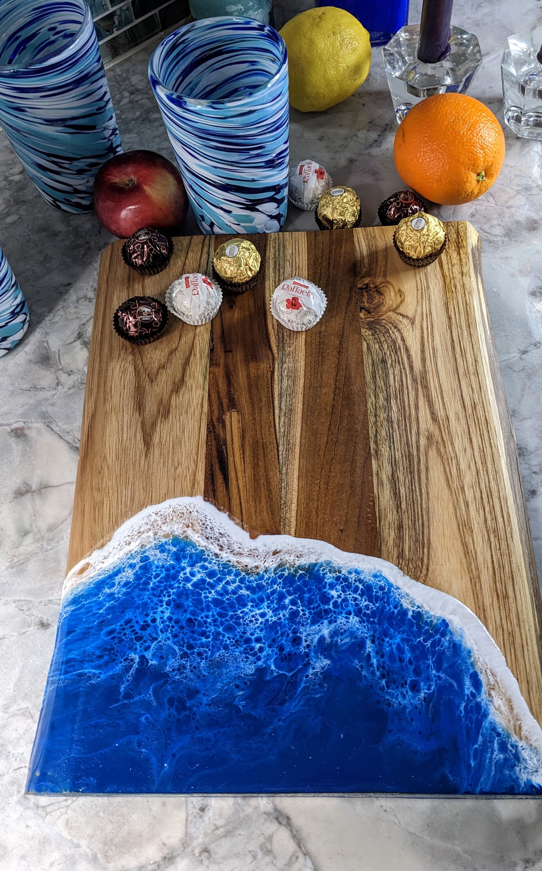 Live Edge Teak Ocean Wave Board - Etsy