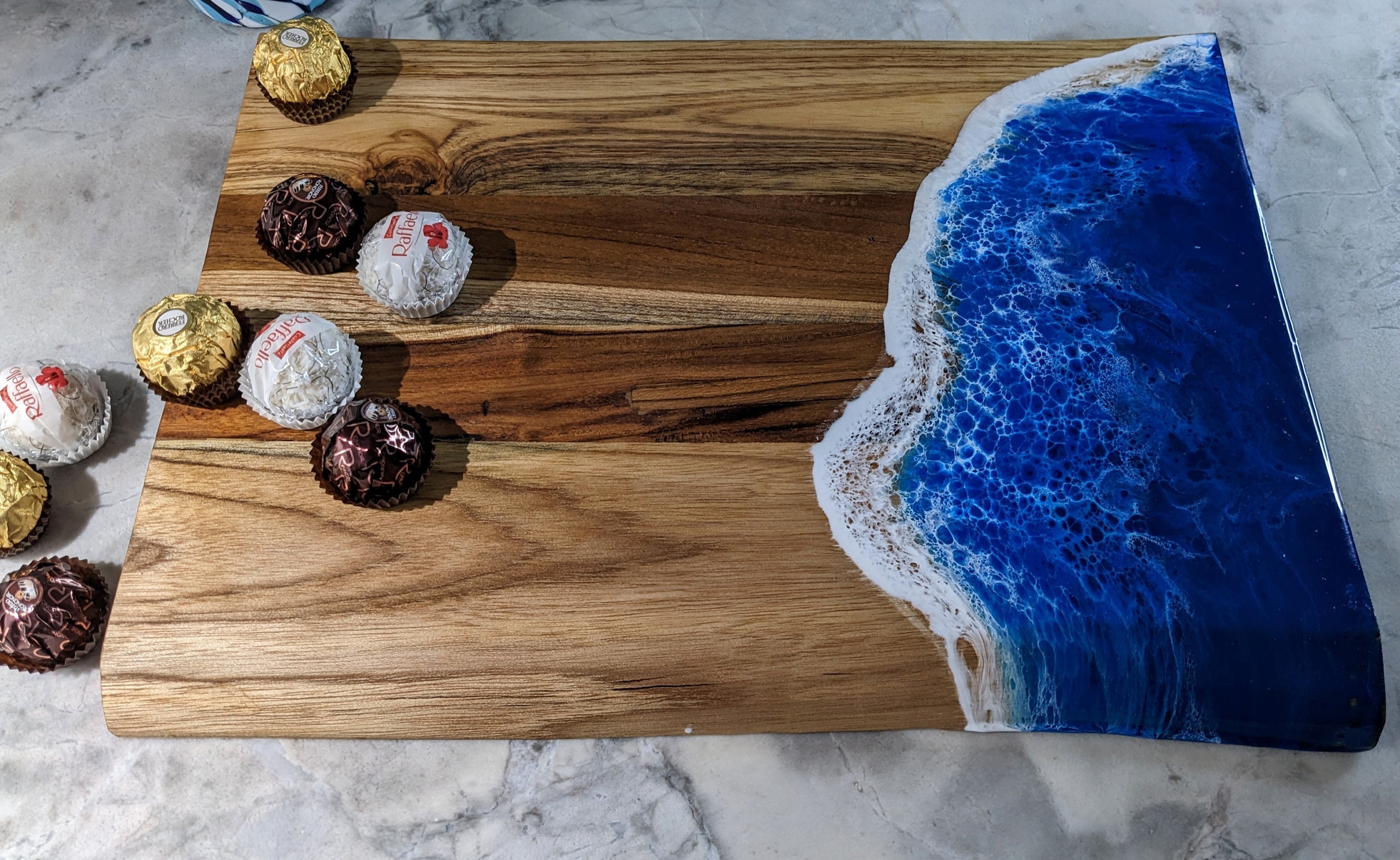 Live Edge Teak Ocean Wave Board - Etsy