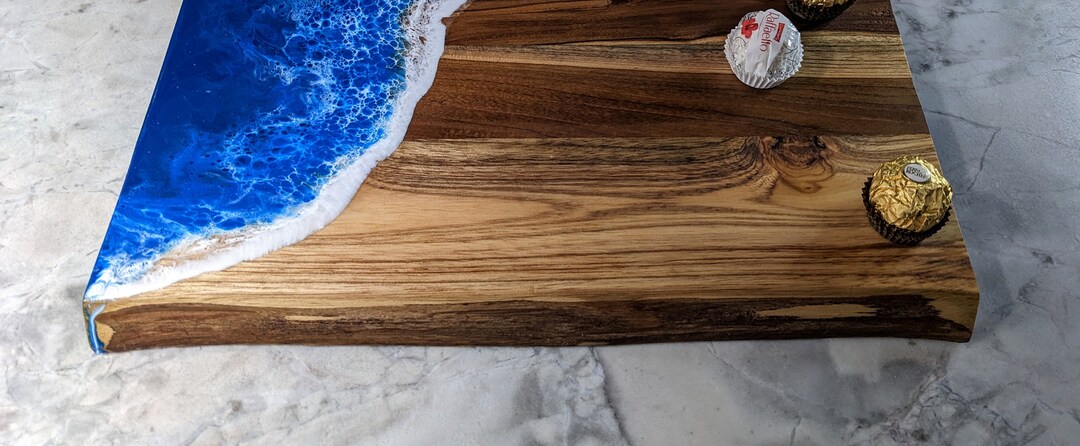 Live Edge Teak Ocean Wave Board - Etsy