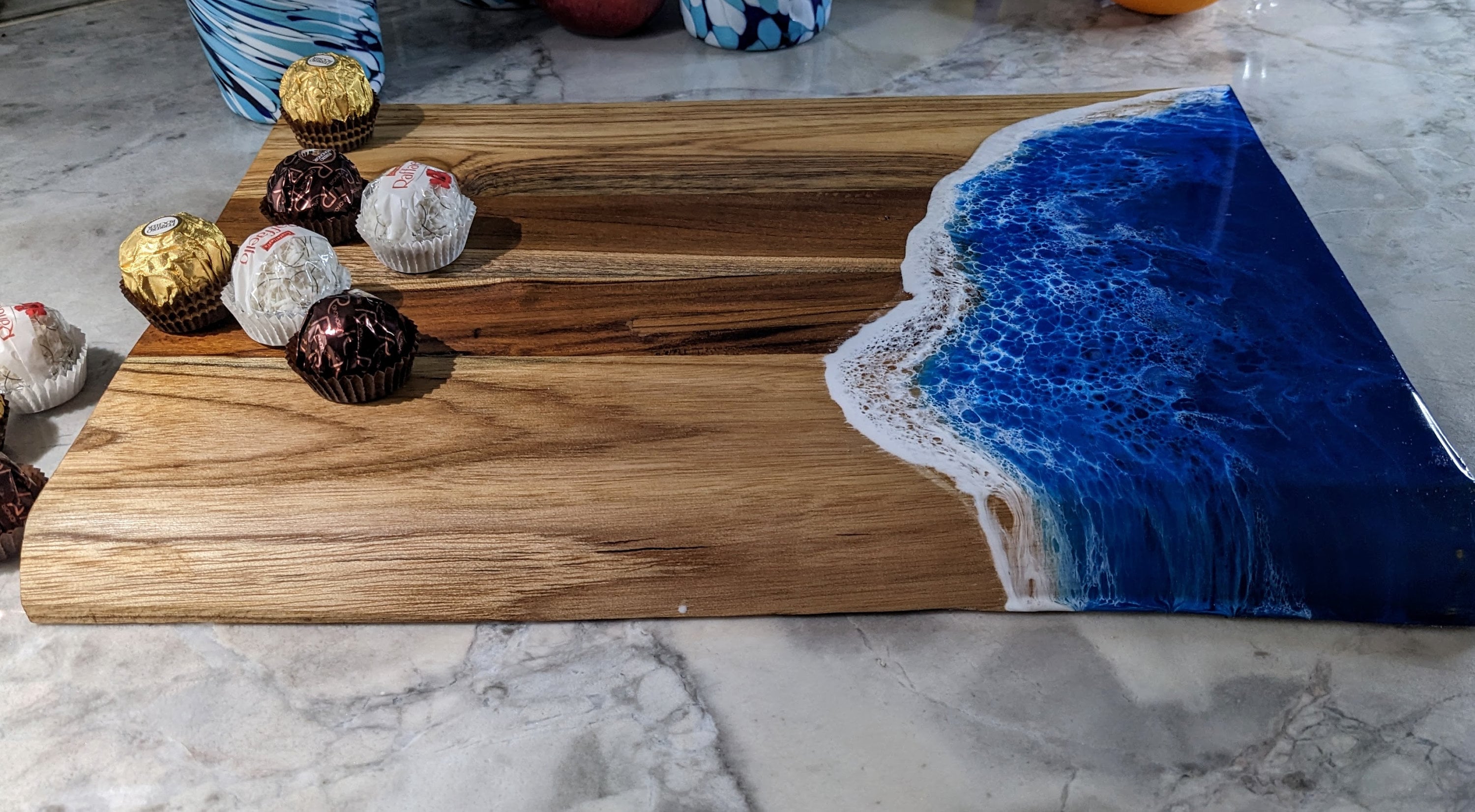 Live Edge Teak Ocean Wave Board - Etsy