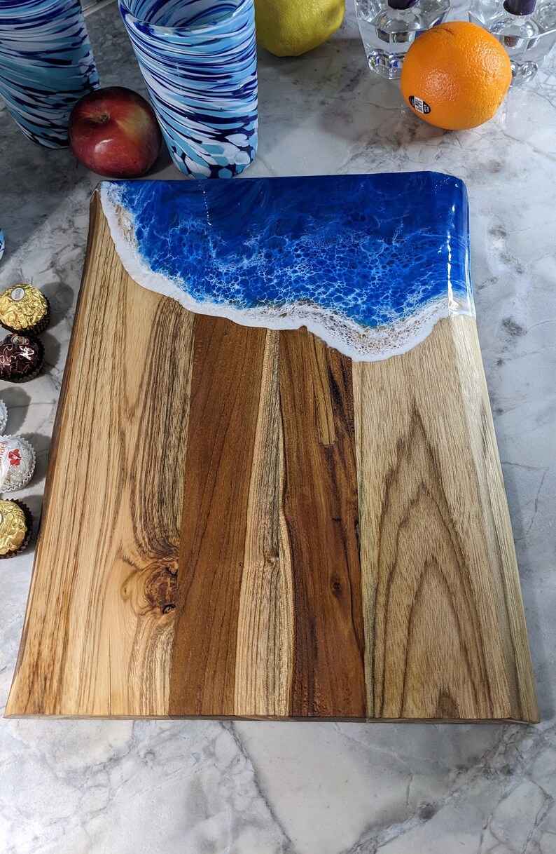 Live Edge Teak Ocean Wave Board - Etsy