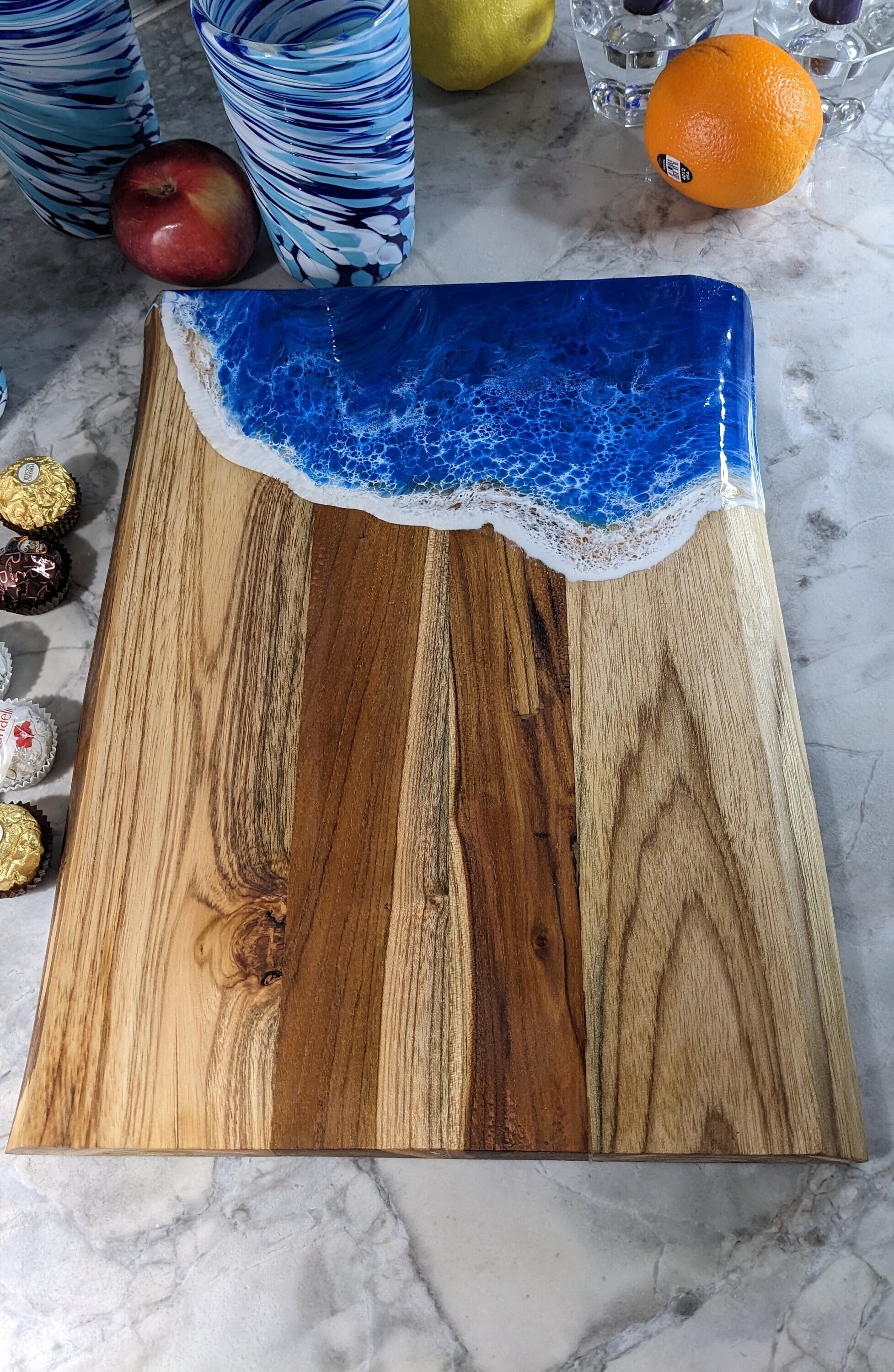 Live Edge Teak Ocean Wave Board - Etsy