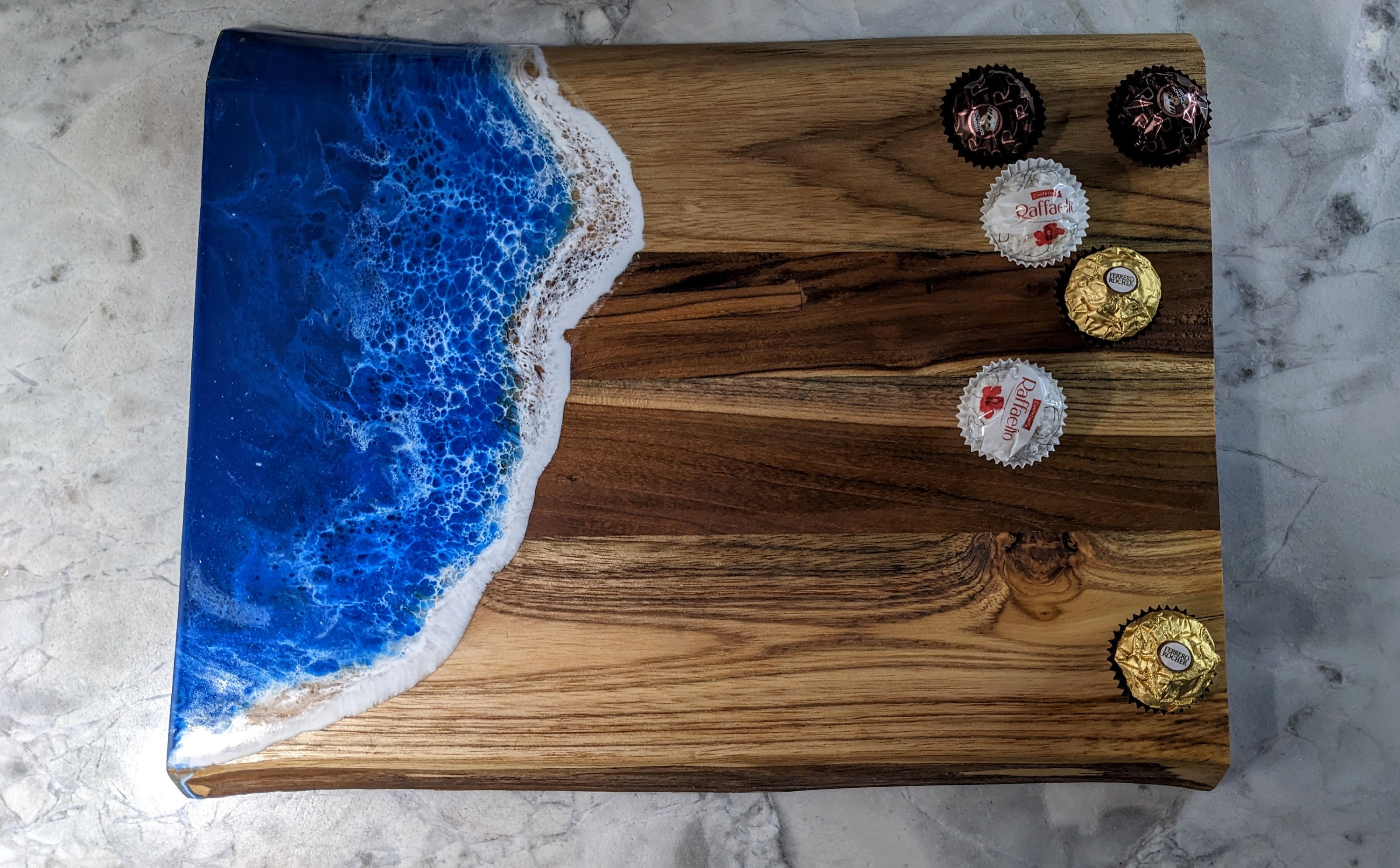 Live Edge Teak Ocean Wave Board - Etsy