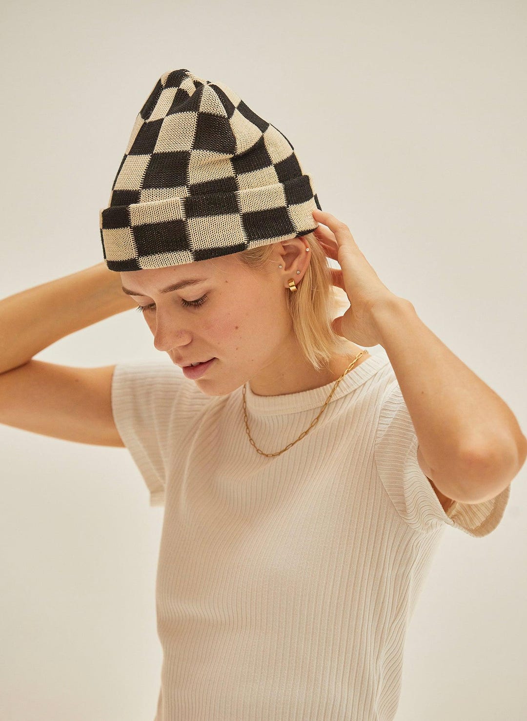 Checkerboard Slacker Beanie - Etsy