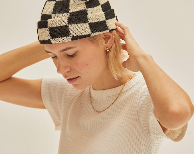 Checkerboard Slacker Beanie - Etsy