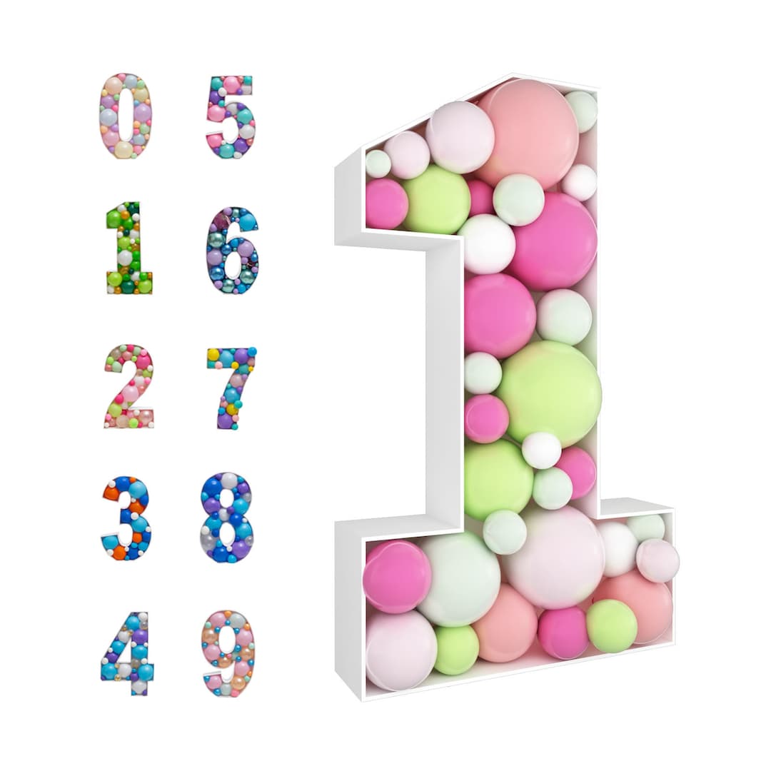 3FT Mosaic Balloon Number Frame – Birthday Party Decor - Etsy