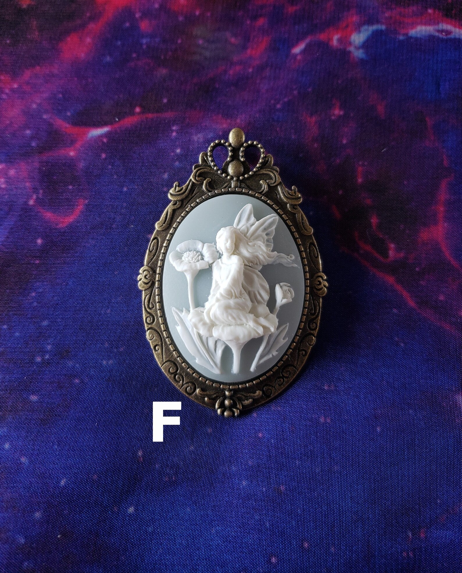 Blue Faerie Flower Gold or Bronze Cameo - Etsy