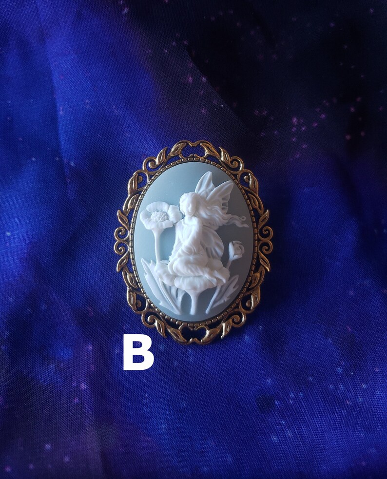 Blue Faerie Flower Gold or Bronze Cameo - Etsy