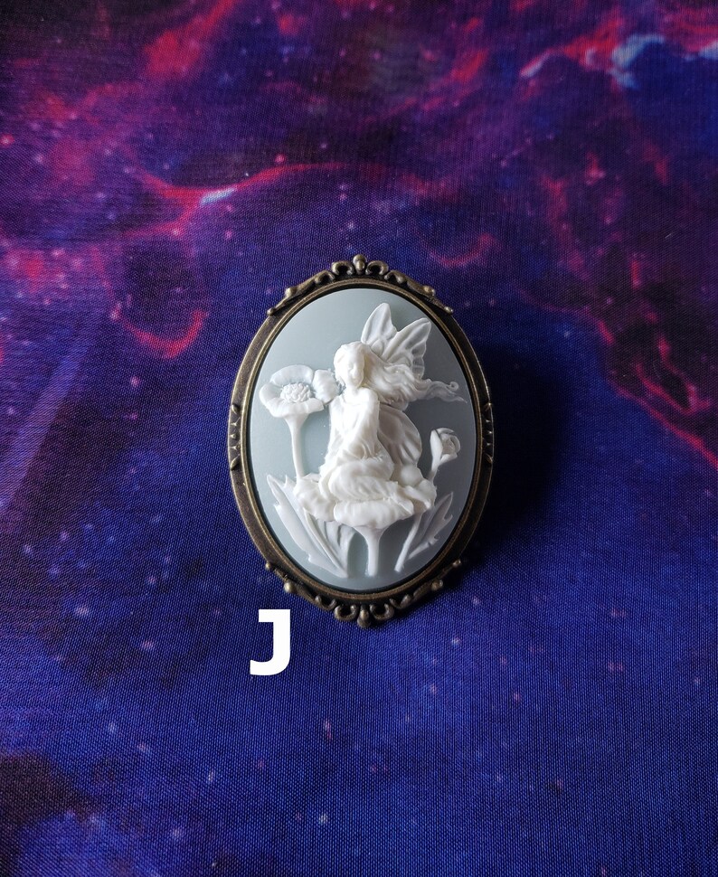 Blue Faerie Flower Gold or Bronze Cameo - Etsy