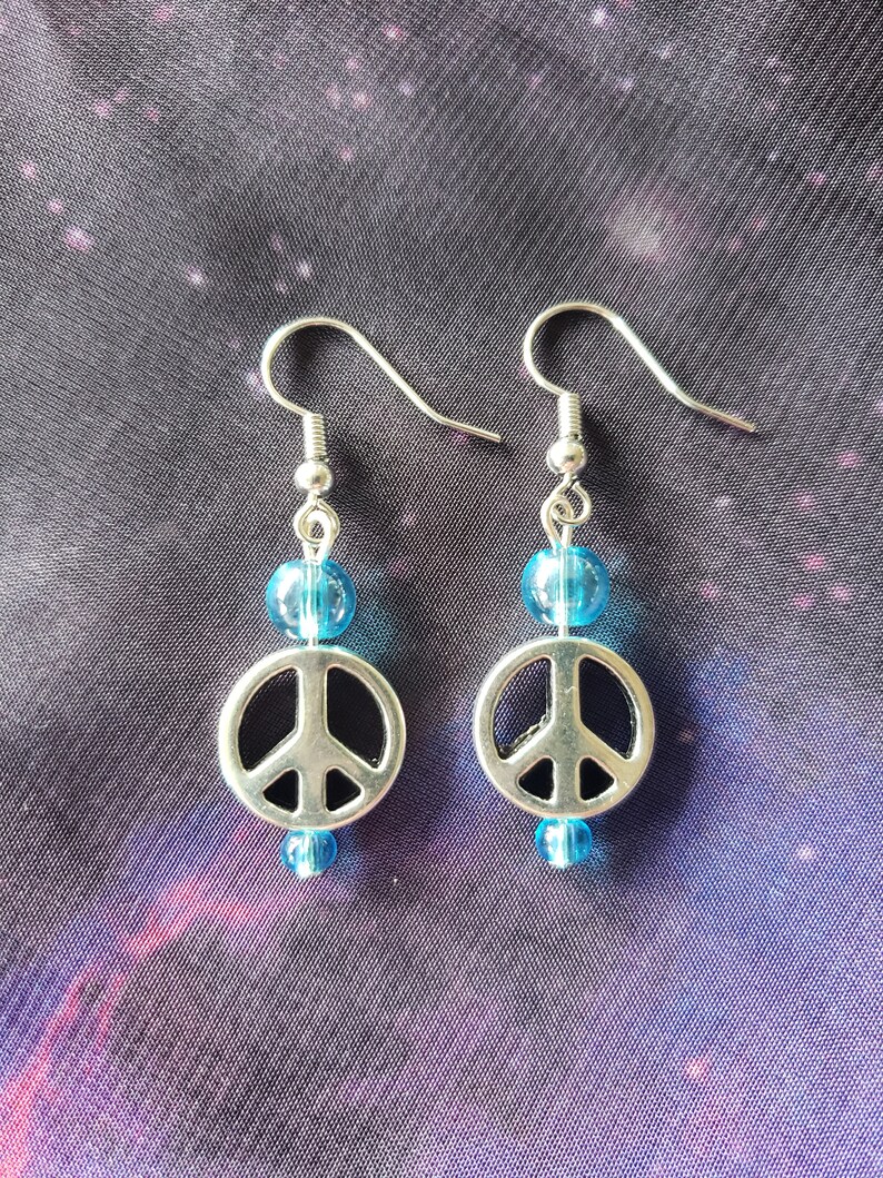 Light Blue Translucent Peace Sign Earrings | Etsy